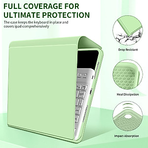 kenke Keyboard Case for iPad 9.7 inch 2018 (6th Gen) / iPad 2017 (5th Gen) / iPad Air 2/1, Lightweight Smart Cover with Pencil Holder, Magnetically Detachable Wireless Keyboard, Green