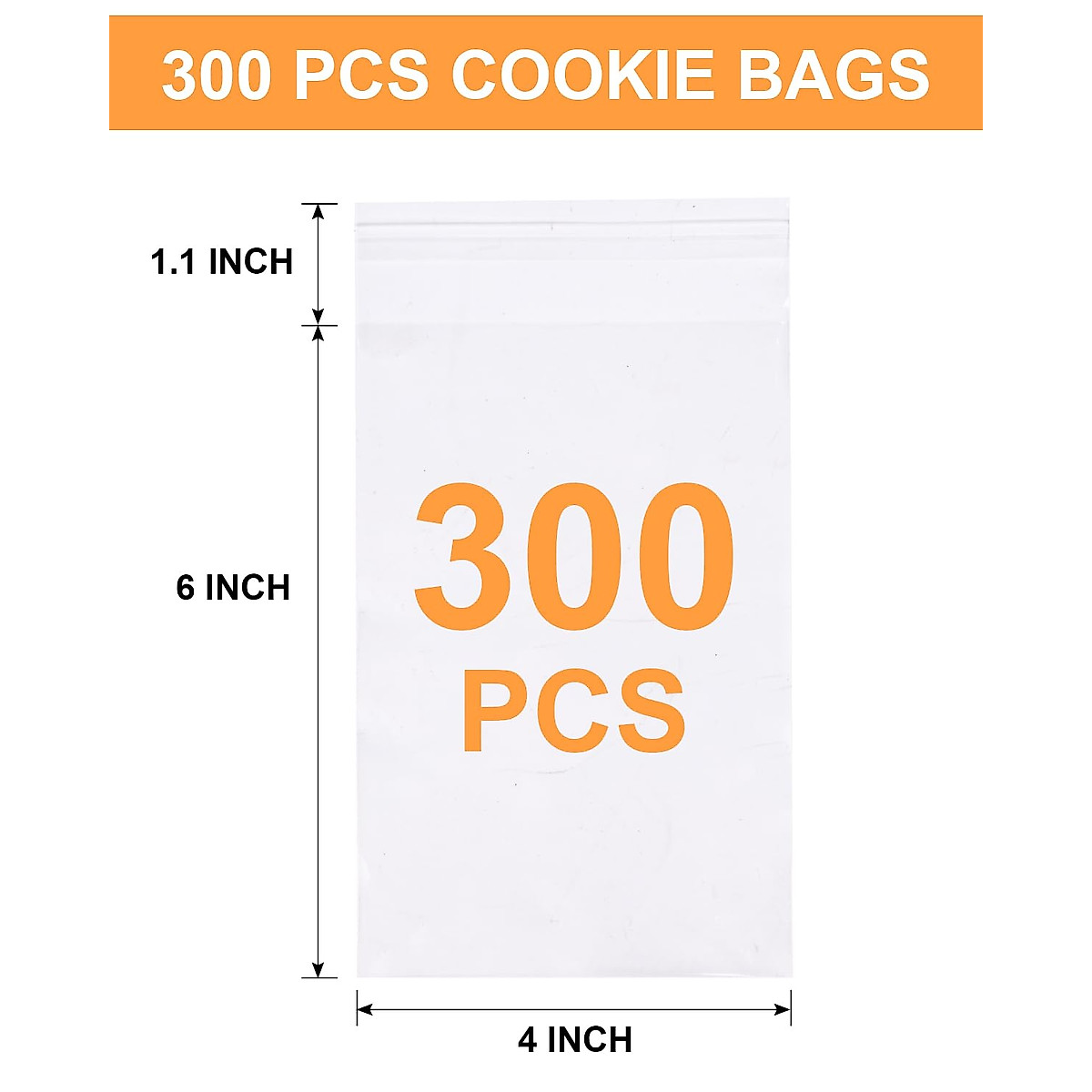 300 Pcs Self Adhesive Cookie Bags, 4x6 Inches Self Sealing Cellophane Bags, Clear Resealable Cellophane Bag for Packaging, Cookies, Gifts, Candy, Food