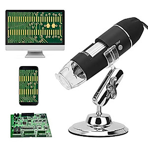USB Digital Microscope,1600X Magnification Endoscope Mini Camera with 8 LEDs and Microscope Metal Stand,Compatible with Android, Mac,Window 7 8 10 for Kids, Students, Adults