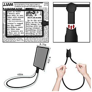 Hands Free 9.4"x6.7" Full-Page 5X Magnifying Glass for Reading, Large Lighted Magnifier with 50 LED Lights, Flexible Gooseneck Magnifier for Neck Wear Repair Sewing Low Vision Elderly