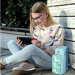 TNP Switch Bag, Travel Bag Compatible with Nintendo Switch & Switch Lite - Shoulder Bag Travel Case Cute Portable Carrying Backpack for Animal Crossing Games Accessories Console & Dock Charger - Blue
