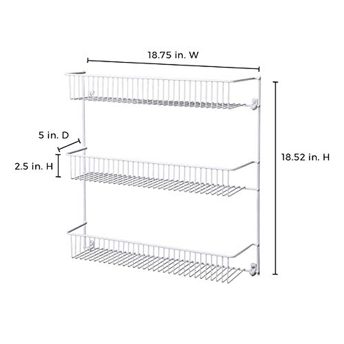 ClosetMaid 3-Tier Hanging Wall Mounted Metal Rack for Spices, Shelf Storage, Pantry Organization, Laundry, Kitchen, Bathroom, White, 8022 , 18-Inch Wide