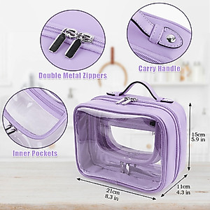 Lychii TSA Approved Toiletry Bag, Clear Travel Bag for Liquids Toiletries, Makeup Cosmetic Bag Organizer, Carry on Travel Accessories Essentials, Purple
