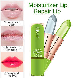 Kaynest 2 Packs Aloe Vera Lipstick Lips Moisturizer Long Lasting Nutritious Lip Balm Magic Temperature Color Change Lip Gloss (Set-B)