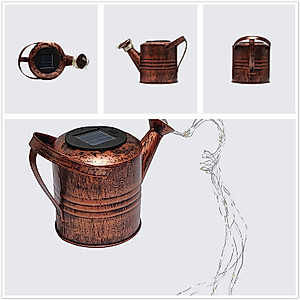 Solar Watering can with Garden Decor Lights-Star Shower Art LED Solar Twinkle Lights Outdoor Waterproof, Fairy Light Firefly Copper Wire Bunch with Bracket, Metal Decor for Home Pathway Patio Yard