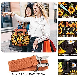 Joymee Insulated Lunch Bag for Women/Men, Waterproof Lunch Box for Office Work Picnic Beach, Reusable Large Leakproof Cooler Tote Bag with Adjustable Shoulder Strap & Side Pocket, Sunflower