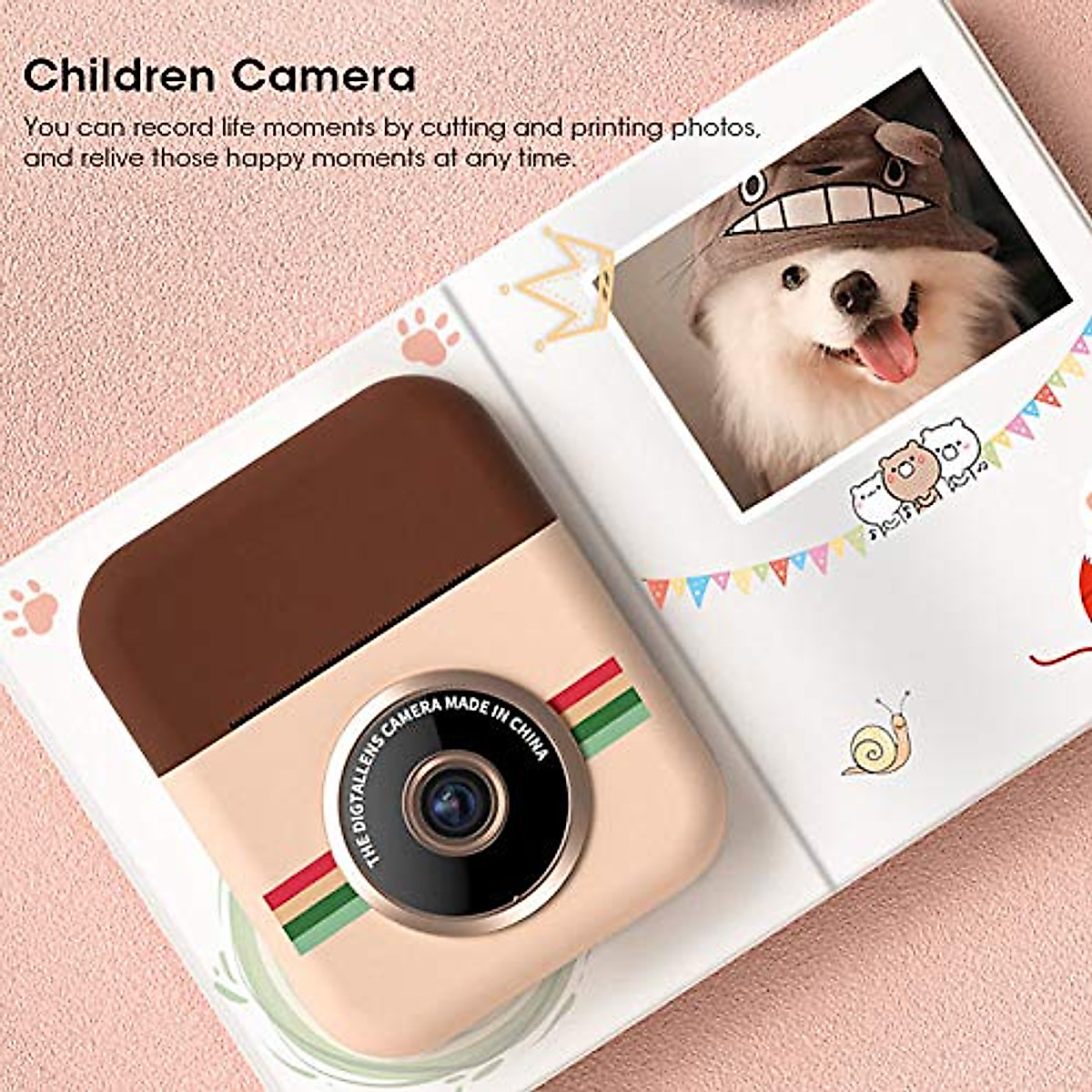 Shanrya Cartoon Children Camera, Children Print Camera, Cartoon Creativity Outdoor for Children Birthday Gift Home