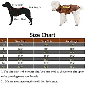 NACOCO Dog Sweater with Hole Thanksgiving Classic Knitwear Pup Dog Shirts Turkey Pattern Dog Dress Warm Winter Pet Clothes for Small Dogs(XL)