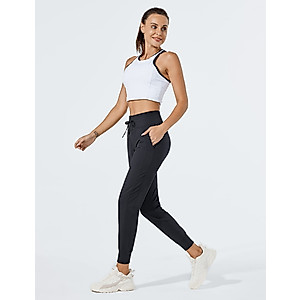ZUTY Women's High Waisted Joggers Pants Sweatpants with Pockets for Athletic Running Casual Tapered Track Pants for Workout Black M