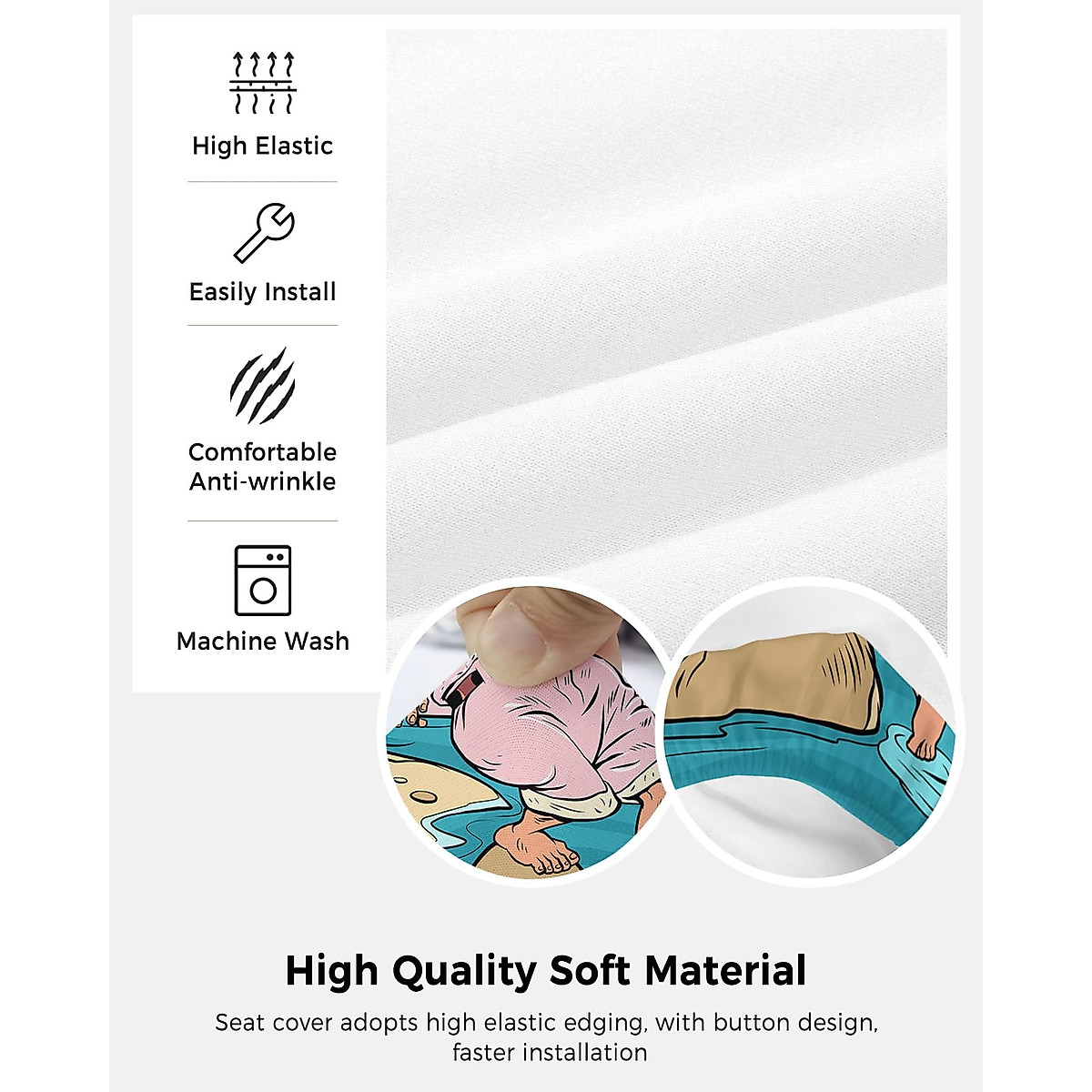 Tropical Santa Claus Office Chair Cover Stretchable Computer Chair Seat Cover Backrest Slipcovers, Stretchable Rotating Desk Chair Seat Cushion Split Protectors Christmas Pine Palm Tree Leaf