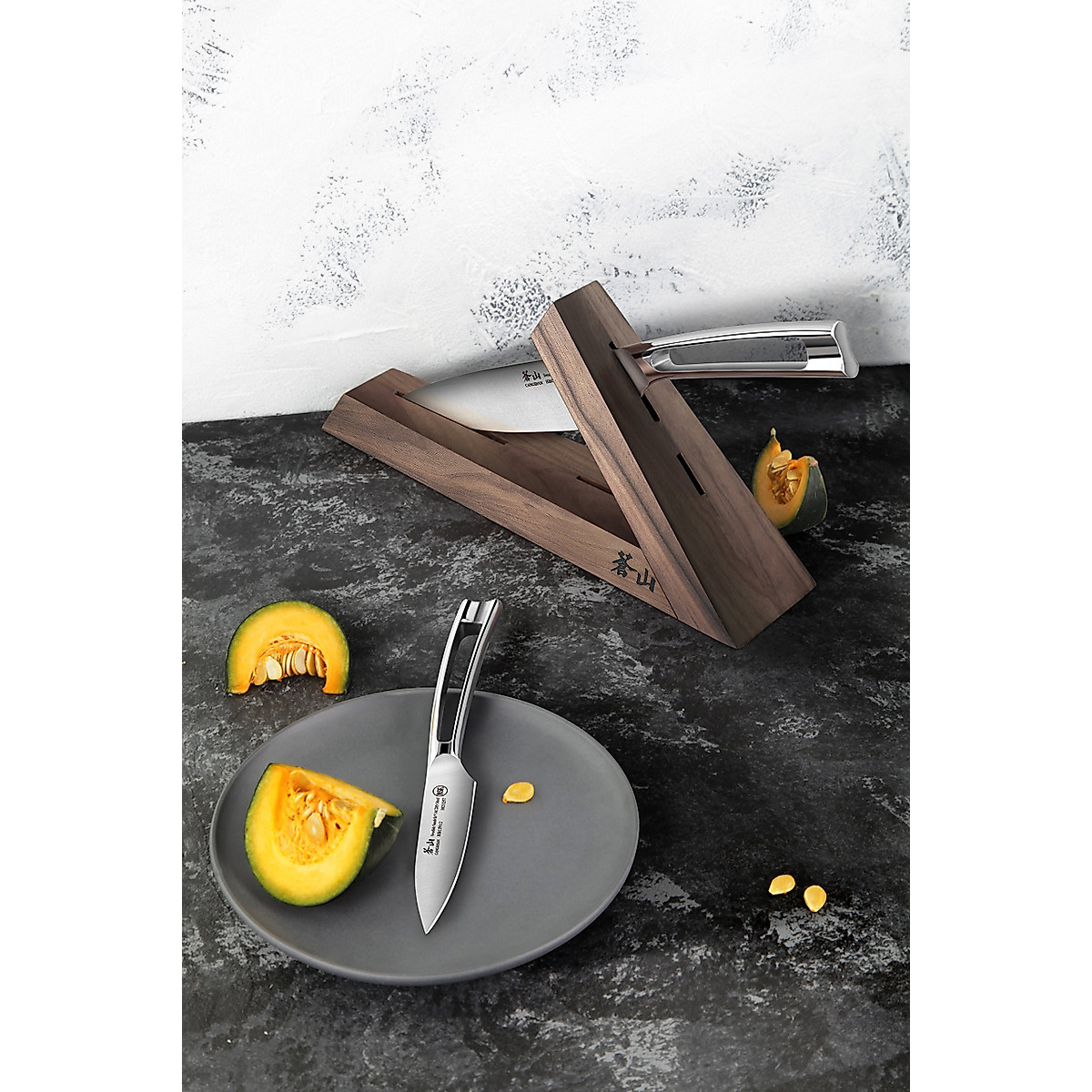 Cangshan 1021240 TAI triangle Walnut Wood Knife Block, Two Slots