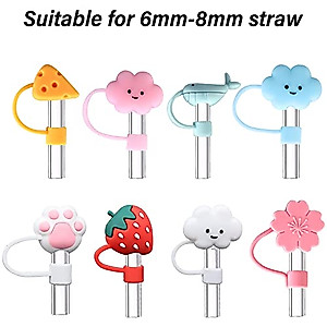 Silicone Straw Tips Covers Cap: 8 Pack Reusable Drinking Straw Tips Lids, Straw Tips Cover Straw Toppers Drinking Straw Cover, Straw Topper for Stanley Cup, 1/4Inch Straw Tips