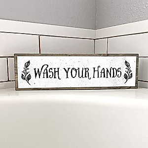 ANVEVO Wash Your Hands - Metal Wood Sign Light – Cute & Funny Wall Bathroom Decor - Rustic Wall Art - Modern Home Décor - Farmhouse Bathroom Decorations