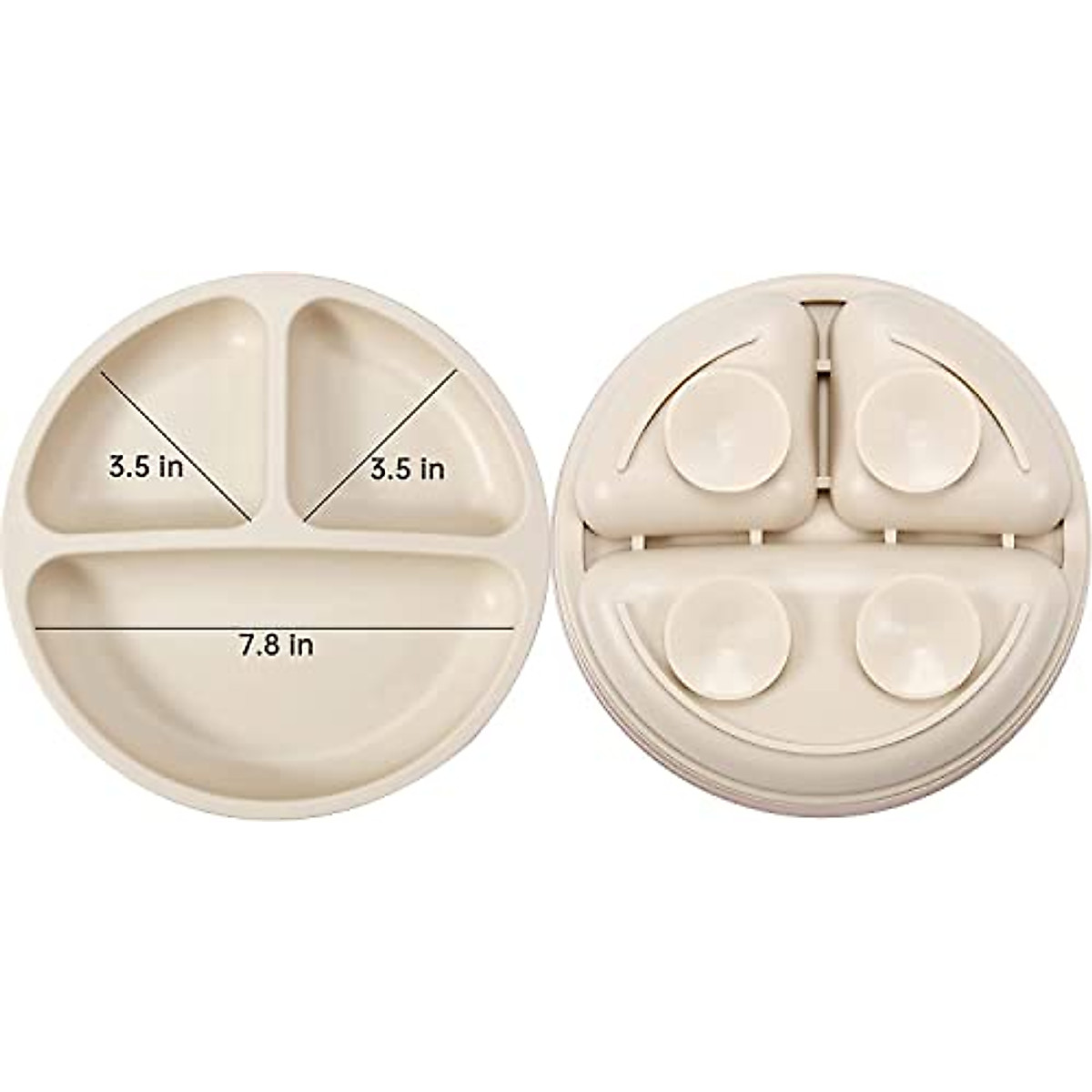 PandaEar Silicone Baby Feeding Set| 2 Divided Suction Plate + 2 Suction Bowl + 2 Tiny Cup with 2 Spoons| Baby Led Weaning Supplies Self Feeding Utensils