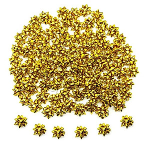 Iceyyyy 100Pcs Mini Christmas Bows - 1Inch Metallic Star Mini Gift Bow Mini Christmas Valentine's Day Self Adhesive Bows for Gifts Wrapping Holiday Presents (Gold)