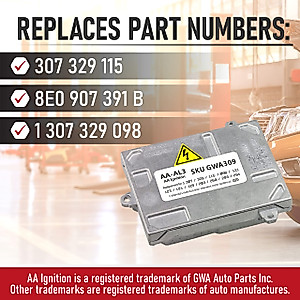 HID Xenon Headlight Ballast - Control Unit Module - Replaces 307 329 115, 8e0 907 391b, 1307 329 098 - Compatible with Audi, Cadillac & More - A4, S4, RS4, A3, DTS, MKX, 9-7x, C300