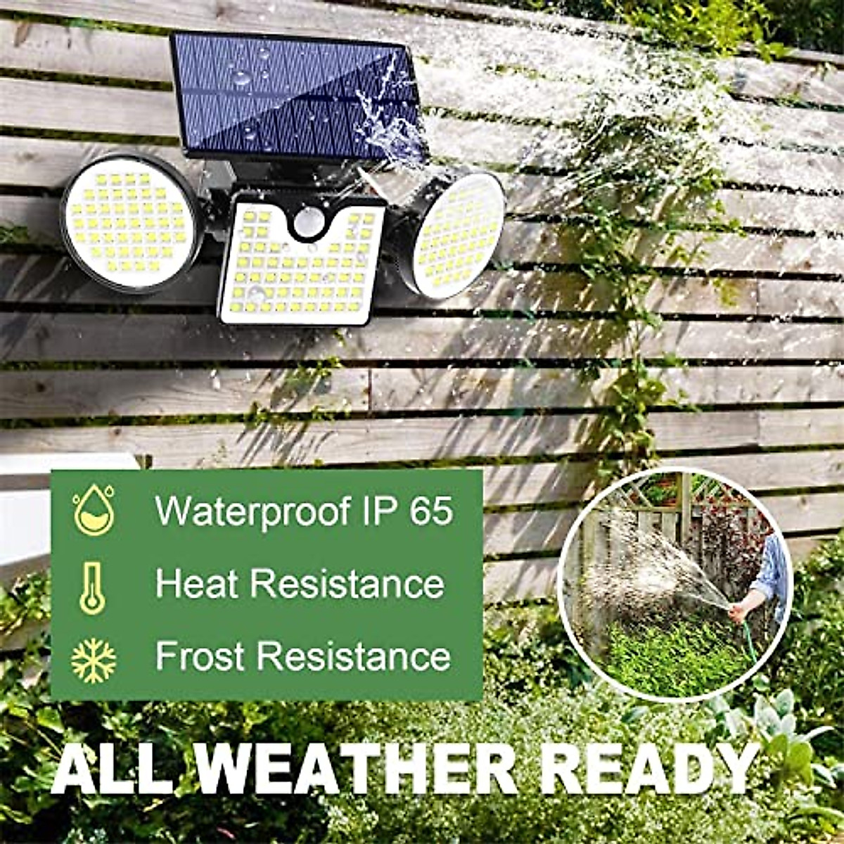 Ollivage Solar Lights Outdoor with Motion Sensor, Security Solar Lights Outdoor IP65 Waterproof Luces Solares para Exteriores with 3 Adjutable Head Wide Angle for Outside Garage Yard Patio