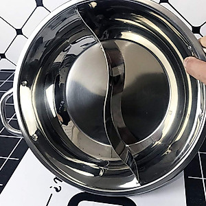 UPKOCH Stainless Steel Shabu Hot Pot Divided Hot Pot Pan Dual Sided Soup Cookware Cooking Pot with Divider for Induction Cooktop Gas Stove