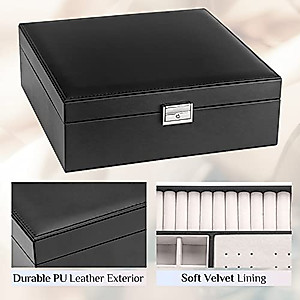 Jewelry Box for Women, 2 Layers Jewelry Organizer with Lock, Large Jewelry Boxes Jewelry Case for Storing Earrings Rings Necklaces Bracelets PU Leather & Soft Velvet Lined, Girls Wife Ideal Gift