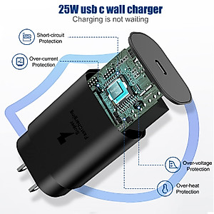 2 in1 Samsung Watch Charger,25W USB C Fast Charger Compatible with Galaxy Watch 7/6/6 Classic/5 Pro/5/4 /4 classic/3/Active2/1 and GalaxyS24/S23 /S22/21/20 Note/Z Fold 6(5ft)