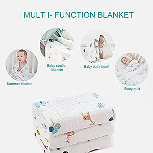 KOROTUS COLLECTION Muslin Baby Bath Towel Soft Cotton 6 Layers Receiving Blanket 43.3 x 41.4 Inches Organic Cotton Swaddle Blanket for Newborns Toddlers Boy Girl