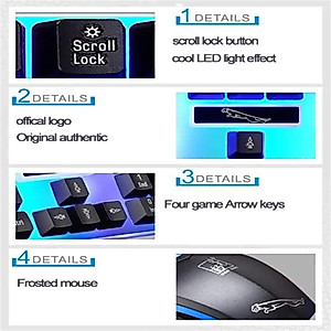 Wgxyihai Adjustable Gaming Keyboard G21 Wired USB Gaming Keyboard Rainbow Mouse and Keyboard Combo Set with Mechanical Backlit Keyboard and Mouse Set (Color : Black)