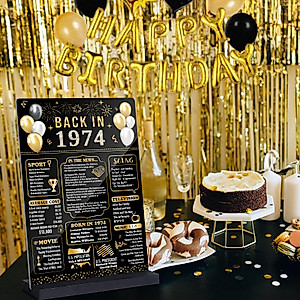 Happy 50th Birthday Decorations & Anniversary Party Favor Supplies - Back in 1974 Table Poster Sign Gifts for Men & Women, Cake Topper Banner Balloon Backdrop Candle Centerpiece Tablecloth