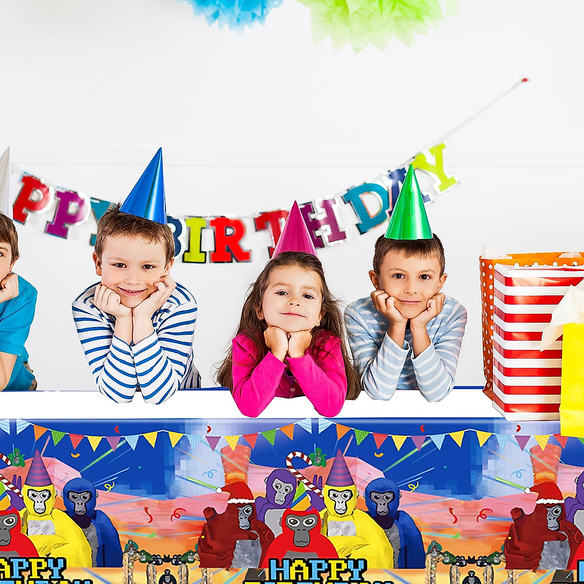 Chuntianli 2pcs 𝒢𝑜𝓇𝒾𝓁𝓁𝒶 𝒯𝒶𝑔 Tablecloth Disposable Tablecover Birthday Party Supplies and Decorations for Kid Boy Baby Shower Rectangle Tables 70"X42",2 Pack