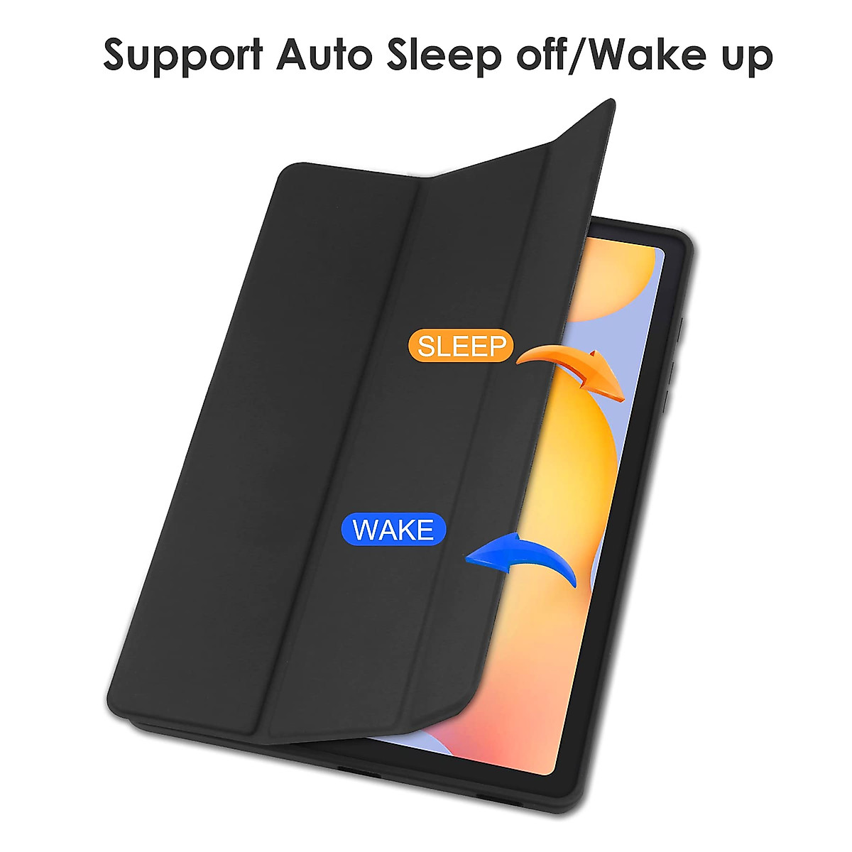 KuRoKo Galaxy Tab S6 lite 10.4 2022/2020/2024 Sleep Case with Pen Holder Ultra Slim Lightweight Shockproof Cover with Clear Transparent Back Shell for Galaxy Tab S6 lite 10.4-Black