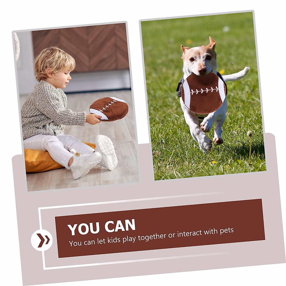 Ipetboom Rugby-Shaped Pet Interactive Plaything Floating Dog Toy Plush Plastic Dog Flyer Toy Fun for Pups