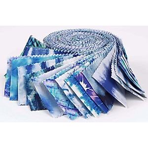 Soimoi 40Pcs Tie Dye Print Cotton Precut Fabrics for Quilting Craft Strips 2.5x42inches Jelly Roll - Blue