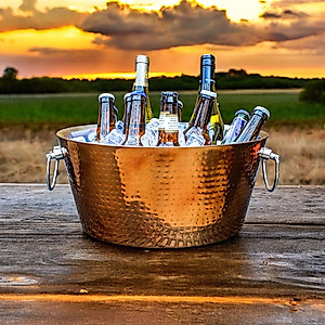 BREKX Insulated Rose Gold Double Walled Ice Bucket for Parties, Anchored Wine Bucket/Large Ice Bucket with Handles, Drink Cooler for Parties, 12 Quarts (3 Gallon)