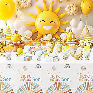 YJRJSC Here Comes The Son Baby Shower Decorations Tableware Boy, Boho Rainbow Sun Baby Shower Party Supplies, Plate, Cup, Napkin, Tablecloth, Cutlery, Sunshine Baby Shower Table Decorations | Serve 24