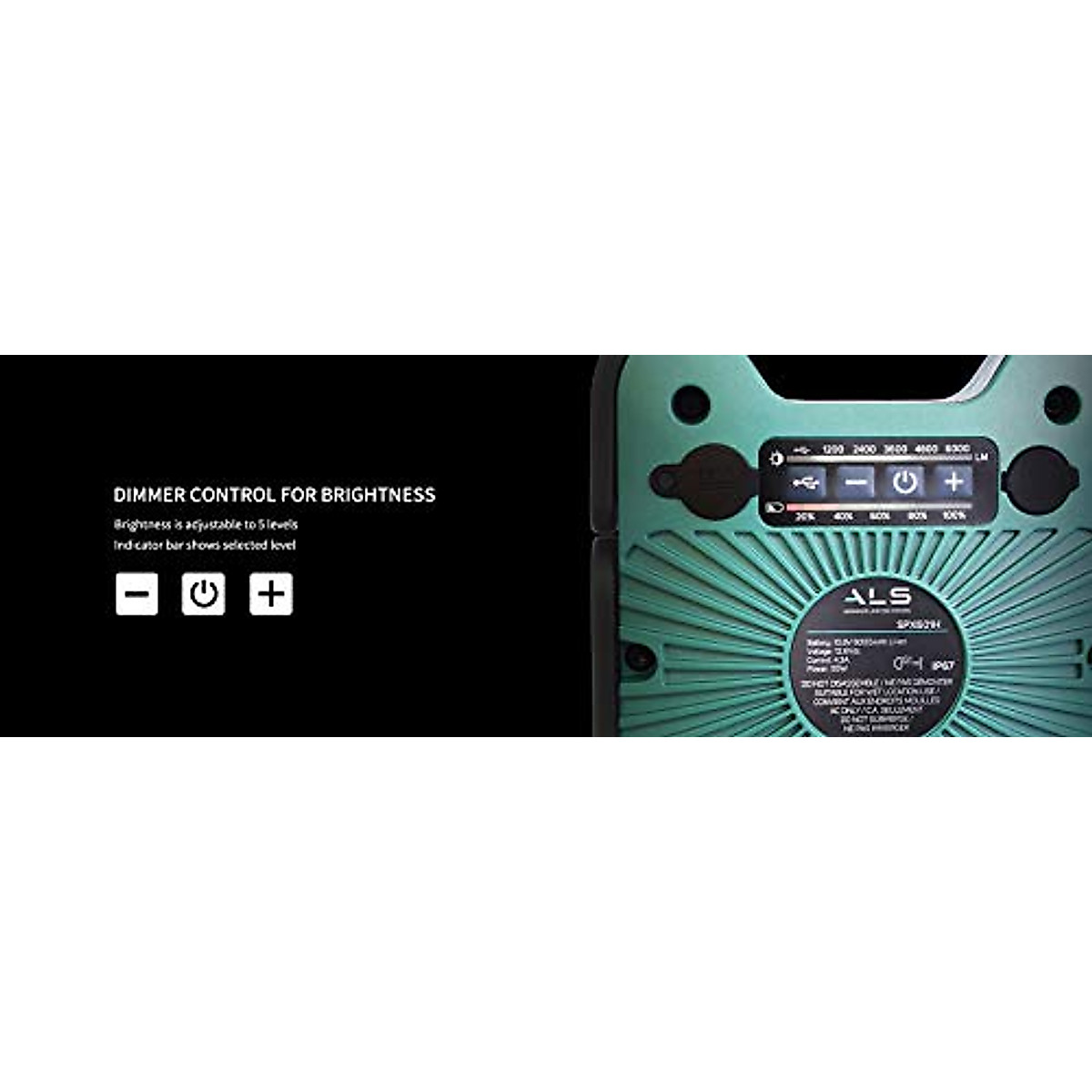 ALS Advanced Lighting Systems SPX601H-A 6000 Lumen Rechargeable LED Aluminum Work Light, with Integrated Power Bank