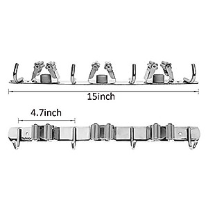 16" Mop and Broom Holder Organizer, Stainless Steel Wall Mount Hanger, Mounted Tool Rack Organizer, Closet Broom Holder, Ideal Broom Hanger for Kitchen, Courtyard, Garden,Storage (3 Racks 4 Hooks)