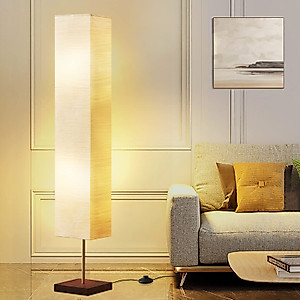 GyroVu Floor Lamp for Living Room, Led Floor Lamp Column Floor Lamp Standing Lamp Corner Floor Lamp Modern Floor Lamp for Bedroom, Office& Living Room-Beige(Bulbs Included)