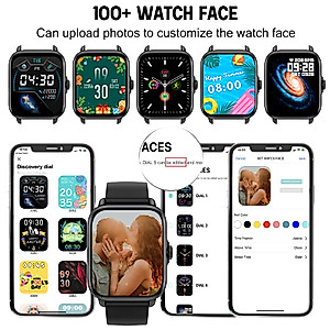 Smart Watch,Fitness Watch with Heart Rate Blood Pressure Monitor IP67 Waterproof Bluetooth Phone Watch(Make/Answer Call) with AI Voice Control,1.7" Smartwatch for Android iOS Phones Men Women Black