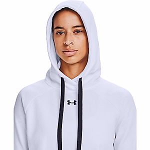 Under Armour Womens Rival Fleece Pull-Over Hoodie , White (100)/Black , XX-Large