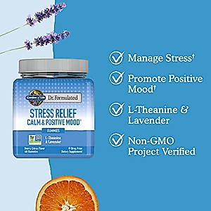 Garden of Life Stress Relief Gummies, Non-GMO Supplement for Calm & Positive Mood - Berry Citrus - 60 Count, Vegan Energy Support with L-Theanine Lavender Gummy Vitamin, Dr Formulated (30 Day Supply)