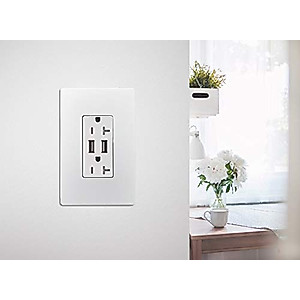 Legrand - Pass & Seymour TR5362USBWCCV6 Fed Spec Grade USB Charger w/ Tamper-Resistant 20A Duplex Receptacles