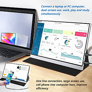 Portable 15.6-inch HD Display Screen Computer/Cell Phone External Expansion Screen, Built-in Dual Speakers
