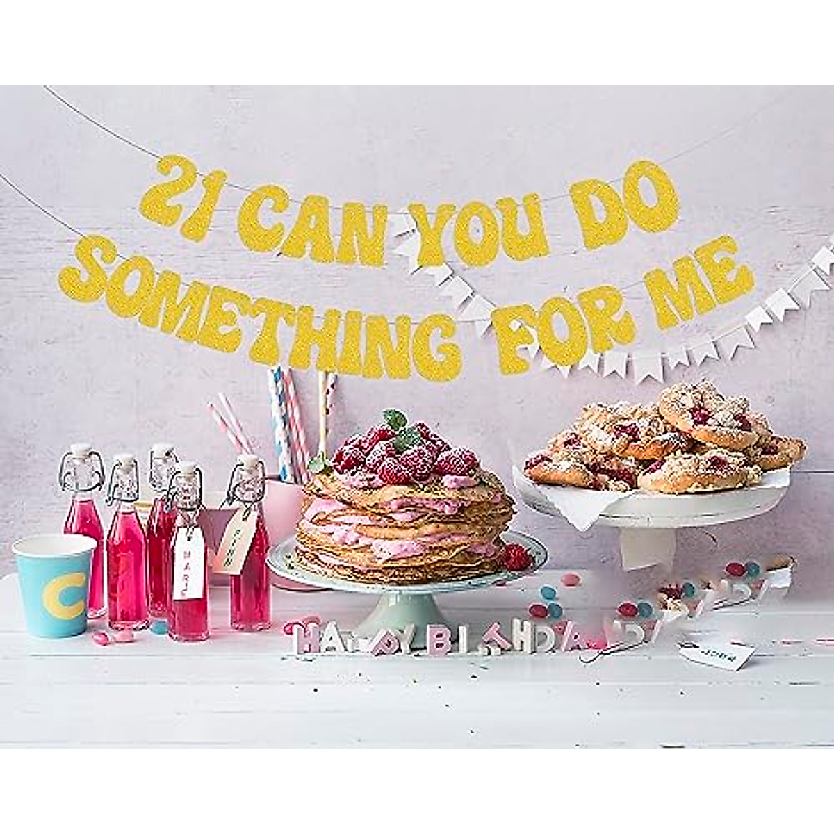 21 Can You Do Something For Me Banner, 21st Birthday Banner, Do Your Thing 21 Decor for 21st Birthday Party Decorations Gold Glitte.