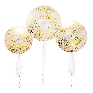 36 Inch Jumbo Confetti Balloons, Giant Latex Balloon with Gold Confetti (Premium Helium Quality) Pkg/6 Latex glitter balloons for Party/Birthdays/Wedding/Festivals Christmas and Event Decorations