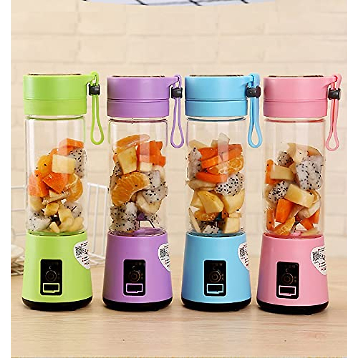 Generic 380ml Portable Mini Blender, Blue, 13 OZ for Travel Blender On the Go/ 2000mAh, USB Rechargeable Home/Office/Outdoor with Six Blades in 3D