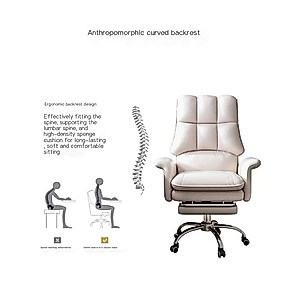 Home Office Desk Chairs, Swivel Chair Office Chairs, Ergonomic Office Chair, Home Office Desk Chairs, Computer Chair Sofa Chair Comfortable Bedroom Swivel Lift Leather Seat (Color : White Pedal)