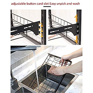 FEHUN Sinks,3-Layer 201 Stainless Steel Kitchen Wall-Mounted Dish Rack Drain Rack with Chopsticks Cage,Kitchen Cutting Board Rack