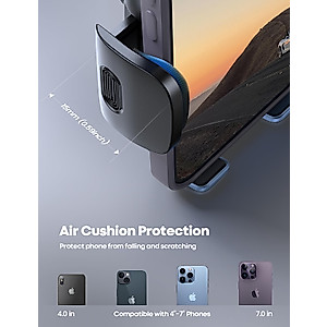 Lamicall Phone Holder Car Vent - Upgraded Spring Clip [Big Phone Friendly] Air Vent Cell Phone Mount for Car Hands Free Automobile Cradle Clip for iPhone, Android Smartphone, 4" to 7" Phone -Blue