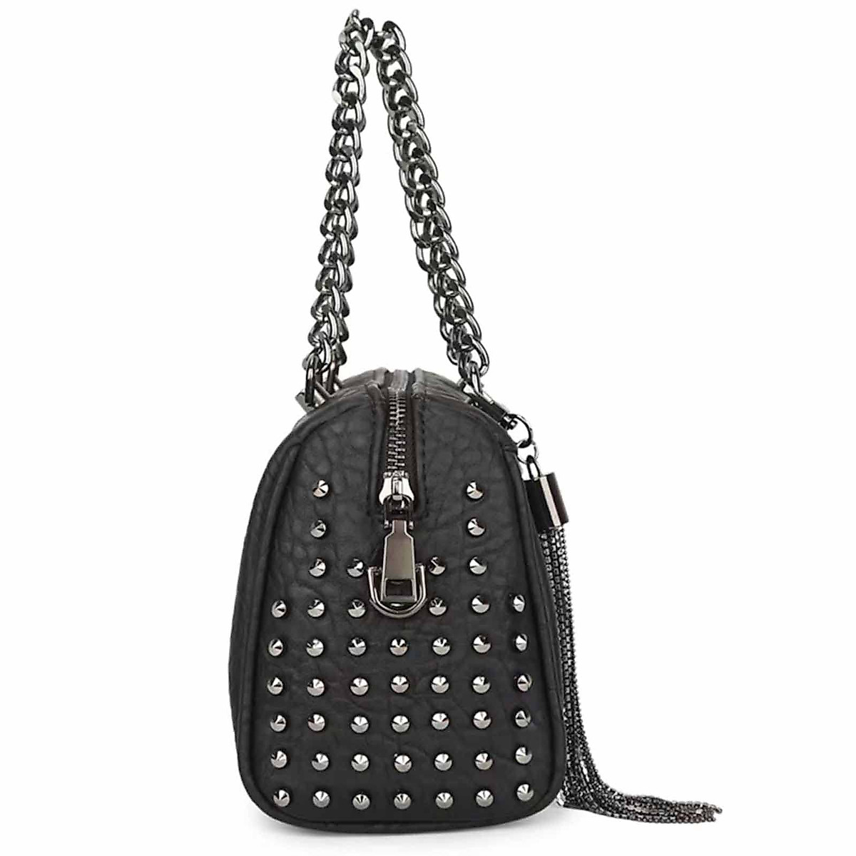 AlwaySky Women Gothic Handbag Rivet Purse Chain Satchels Shoulder Top-handle Crossbody Bag Black