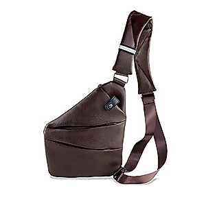 VUUEAN Personal flex bag,Sling Bag Anti-Thief Crossbody Shoulder Bag Multipurpose Crossbody Backpack for Outdoor (brown leather)