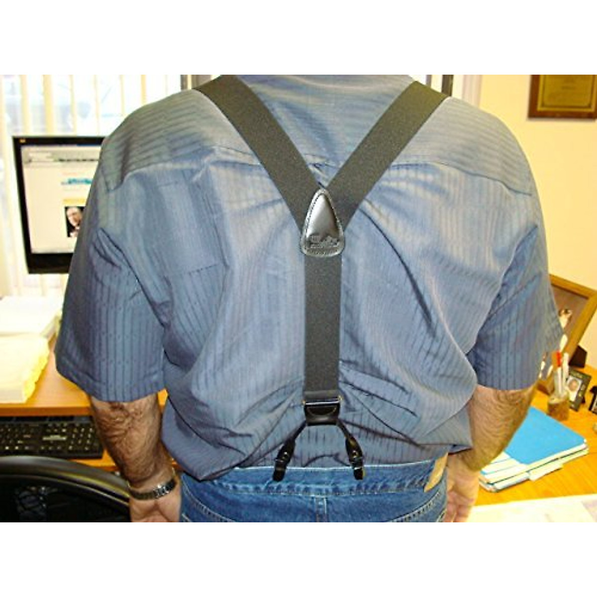 Holdup Brand Casual series Slate Dual Clip Double-Up style Suspenders for Men withNo-Slip® black clips